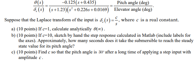 Solved δe(s)θ(s)=(s+1.23)(s2+0.226s+0.0169)−0.125(s+0.435)= | Chegg.com