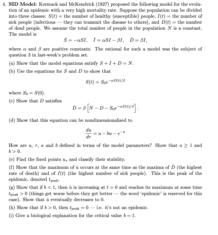 SID Model: Kermack and McKendrick (1927) proposed the | Chegg.com