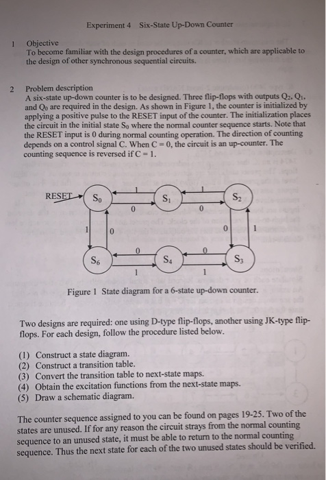 Solved Experiment 4 Six-State Up-Down Counter 1 Objective To | Chegg.com