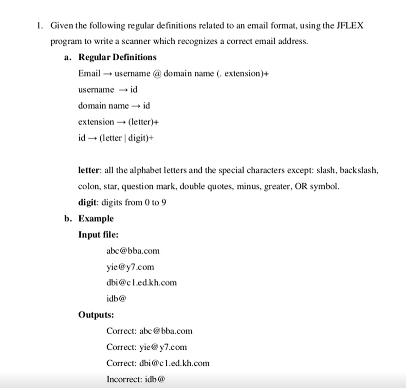 Solved 1. Given the following regular definitions related to | Chegg.com