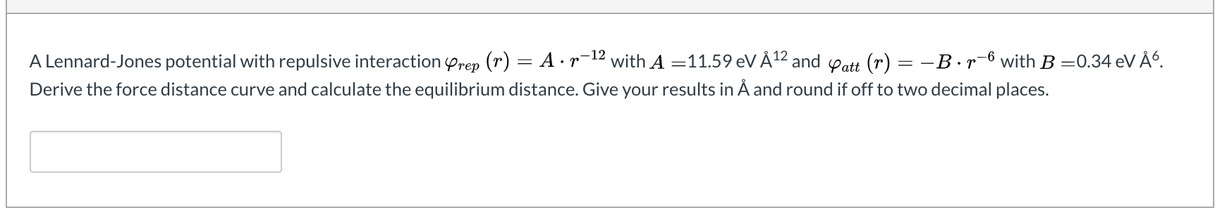 Solved .-12 A Lennard-Jones potential with repulsive | Chegg.com