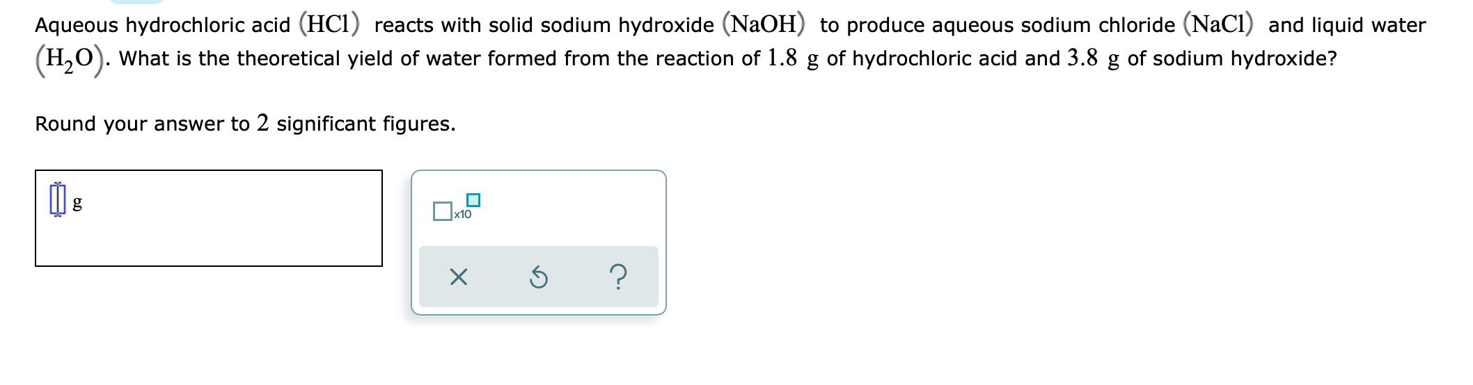 Solved Aqueous hydrochloric acid (HCI) reacts with solid | Chegg.com