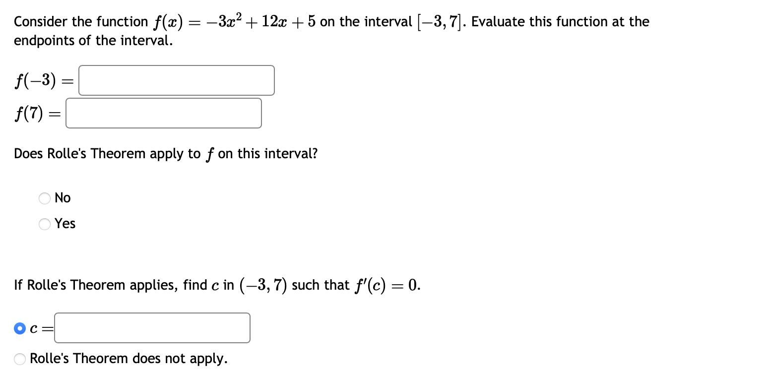 Consider the function f(x)=−3x2+12x+5 on the interval | Chegg.com