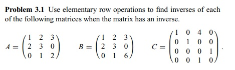 Solved Problem 3.1 Use elementary row operations to find | Chegg.com