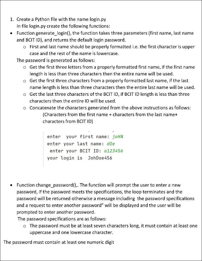 Solved 1. Create a Python file with the name login.py In | Chegg.com