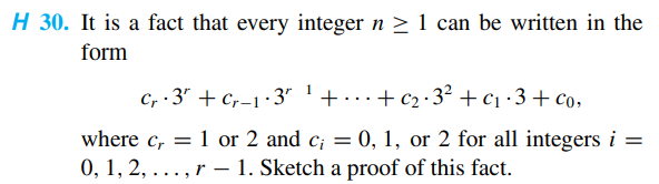 Solved H 30. It is a fact that every integer n≥1 can be | Chegg.com