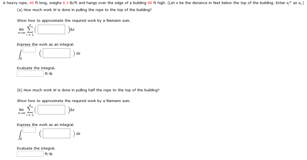 Solved A heavy rope, 40 ft long, weighs 0.3 lb/ft and hangs | Chegg.com