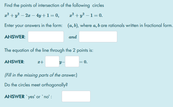 Solved Find the points of intersection of the following | Chegg.com