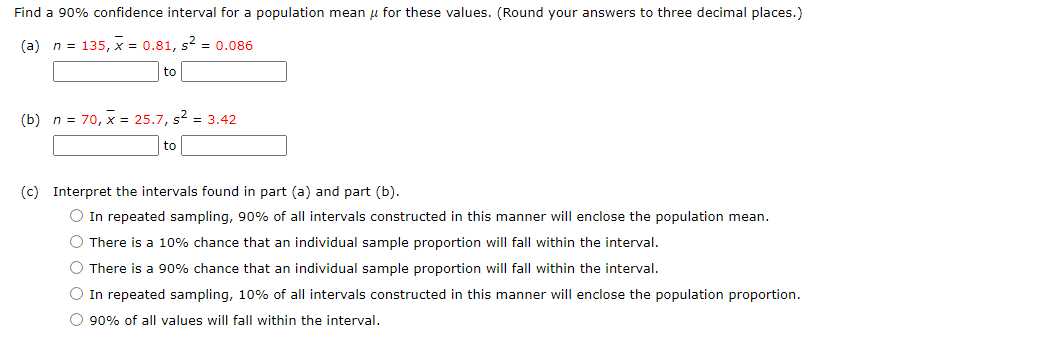 Solved Find a 90% ﻿confidence interval for a population mean | Chegg.com