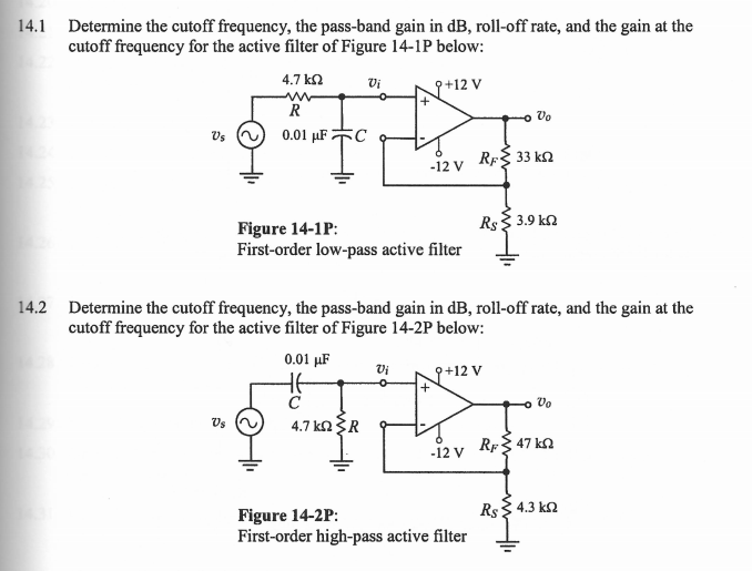Solved 14.1 Determine the cutoff frequency, the pass-band | Chegg.com