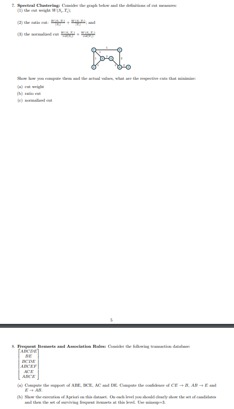 7. Spectral Clustering: Consider the graph below and | Chegg.com