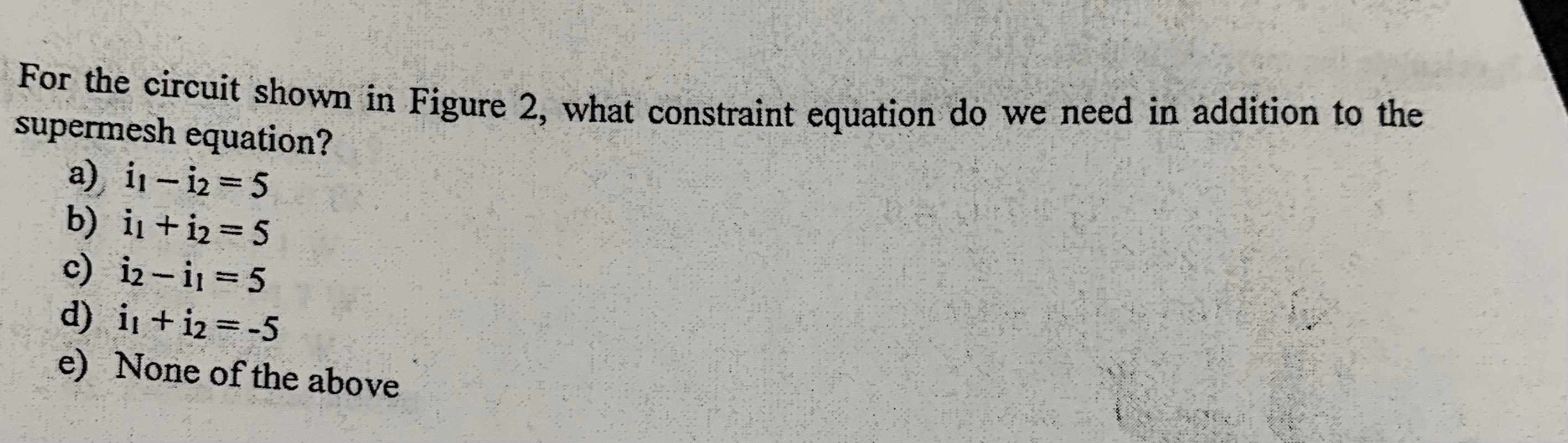 Solved Select the correct mesh equation for the supermesh | Chegg.com