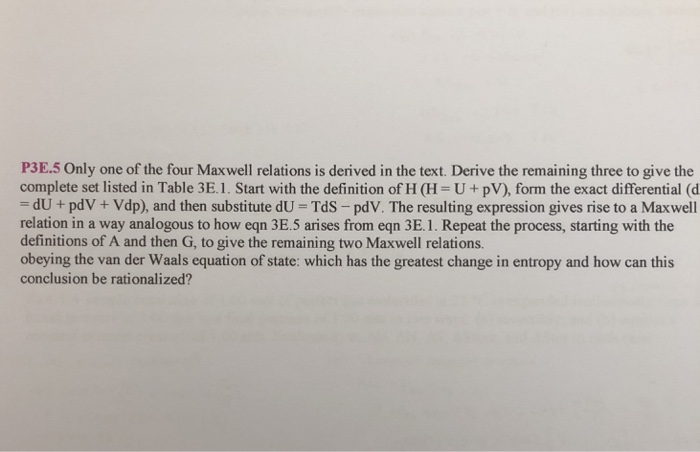Solved РЗЕ.5 Only one of the four Maxwell relations is | Chegg.com