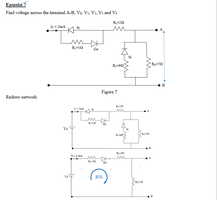 Solved Exercise 7 Find voltage across the terminal A-B, Vs, | Chegg.com
