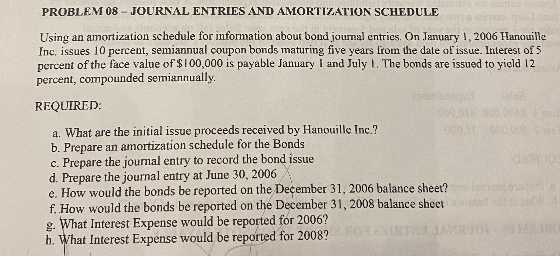 Solved PROBLEM 08 - JOURNAL ENTRIES AND AMORTIZATION | Chegg.com