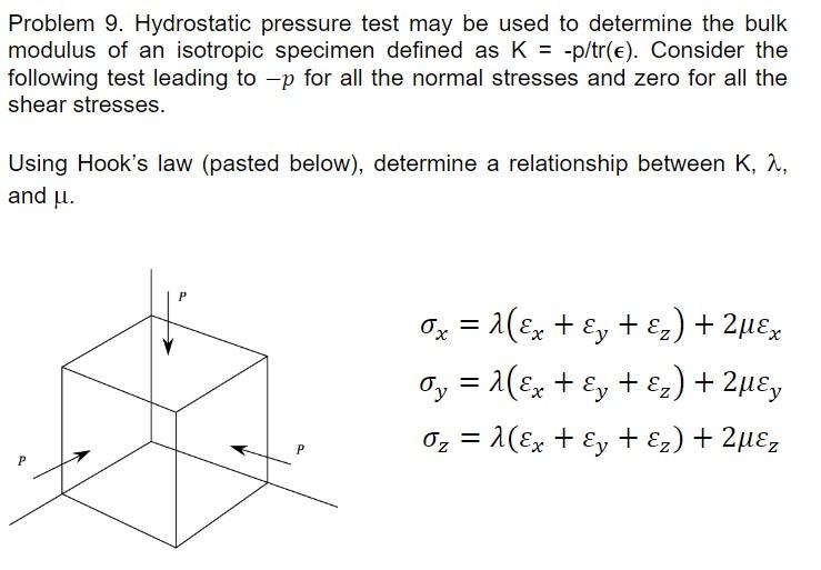Solved Problem 9 . Hydrostatic pressure test may be used to | Chegg.com