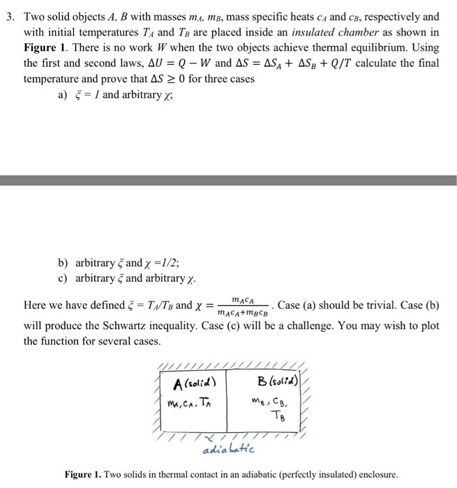 Solved Two solid objects A, B with masses m_A, m_B, mass | Chegg.com