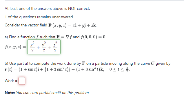 Solved At least one of the answers above is NOT correct. 1 | Chegg.com