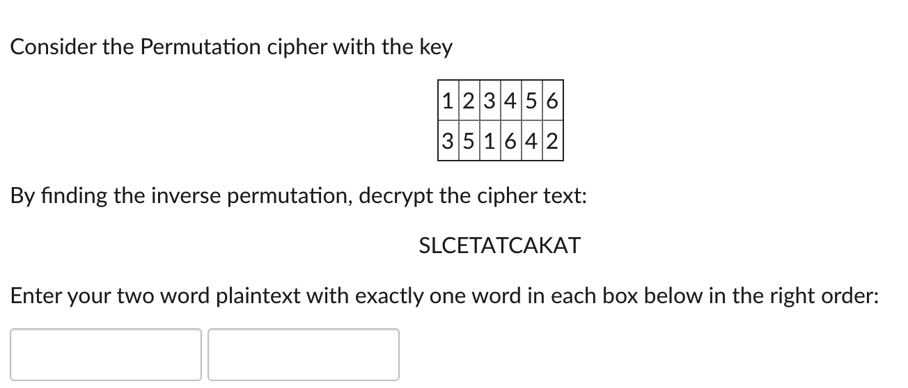 Solved Consider the Permutation cipher with the key 1 2 3 4 | Chegg.com