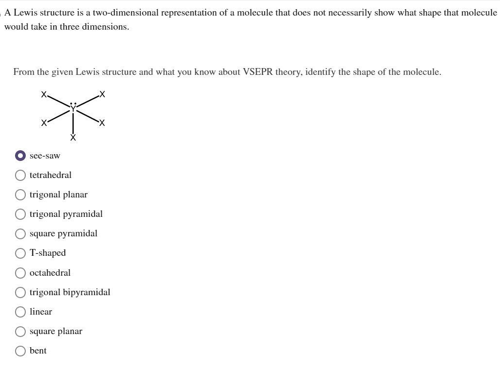 Solved A Lewis structure is a two-dimensional representation | Chegg.com