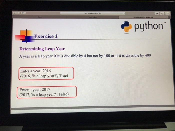 Solved epython Exercise2 Determining Leap Year A year is a | Chegg.com