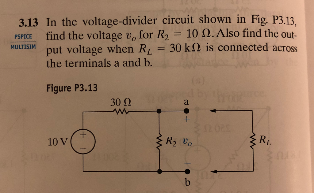 Solved 3.13 In the voltage-divider circuit shown in Fig. | Chegg.com