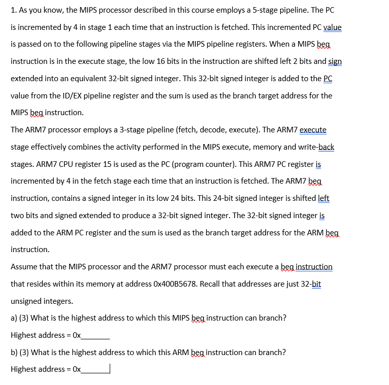 Solved 1. As you know, the MIPS processor described in this | Chegg.com