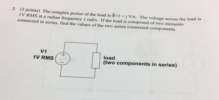 Solved The complex power of the load is S = 1 + j VA. The | Chegg.com