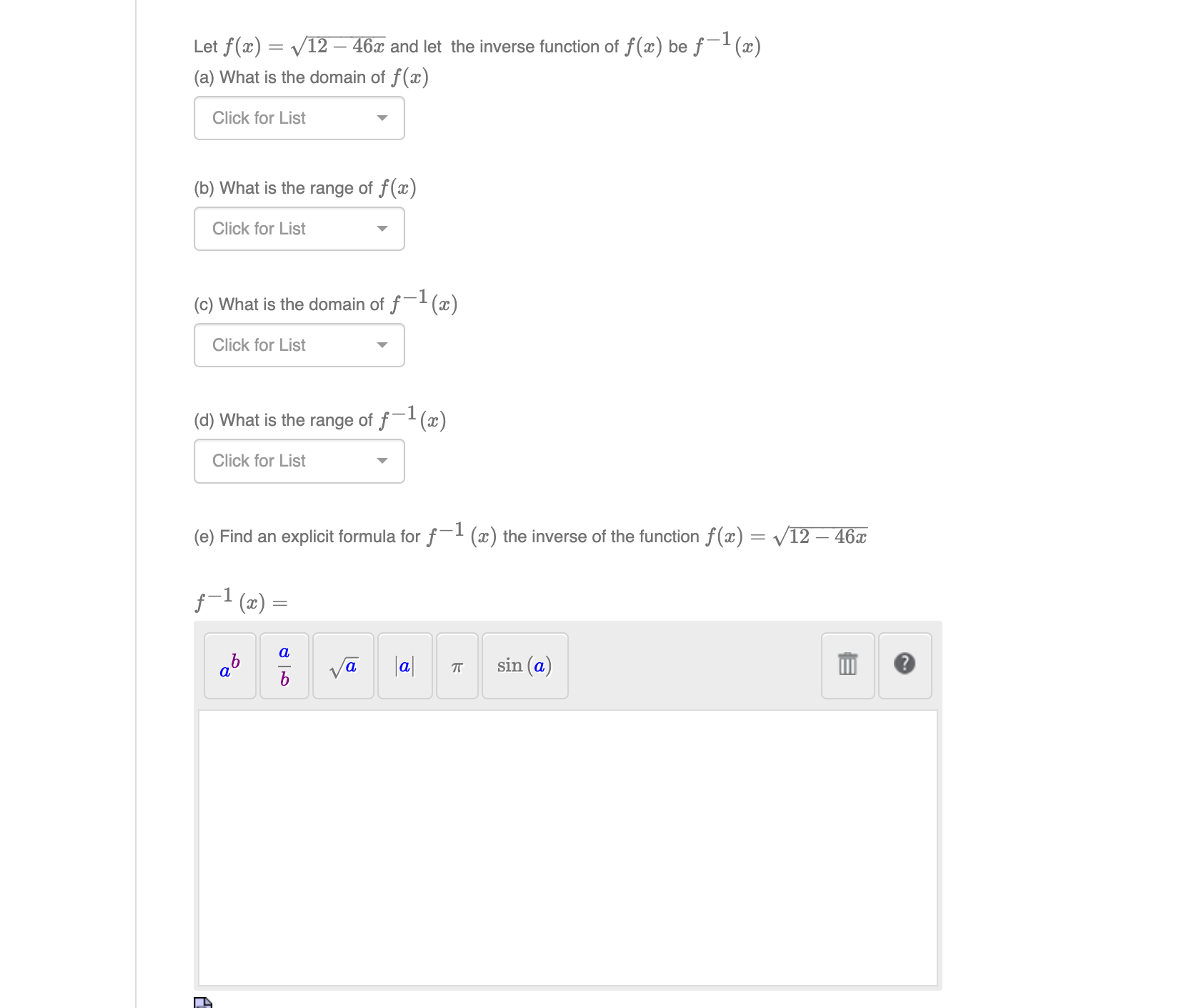Solved Let f(x)=12-46x2 ﻿and let the inverse function of | Chegg.com