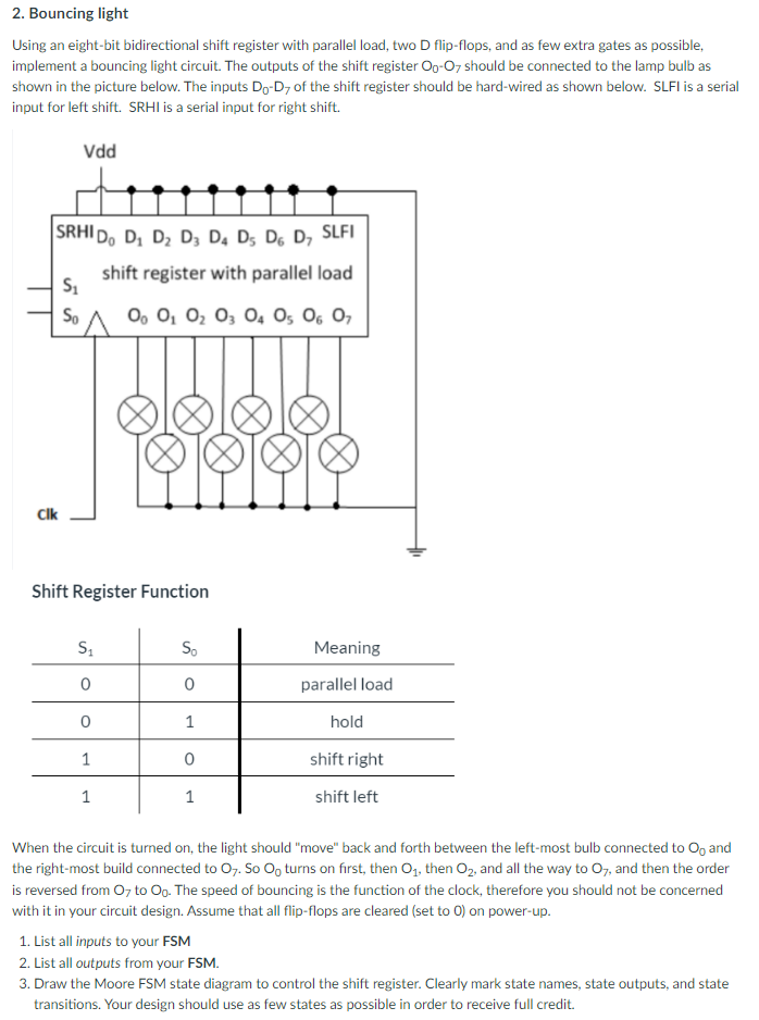 2. Bouncing light Using an eight-bit bidirectional | Chegg.com