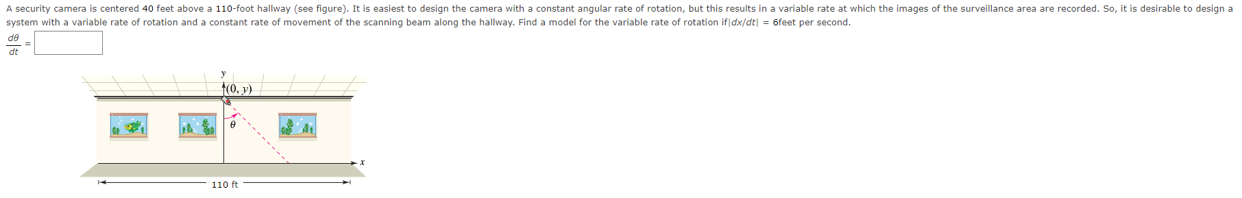Solved A security camera is centered 40 feet above a | Chegg.com