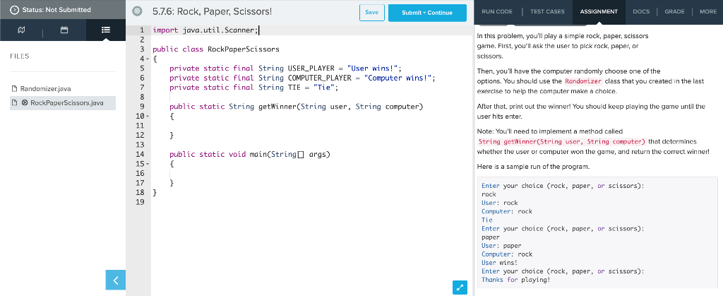 Solved In this problem, you’ll play a simple rock, | Chegg.com