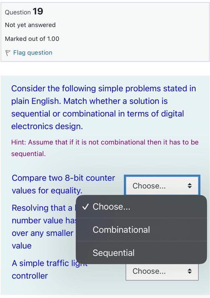 Solved Question 19 Not yet answered Marked out of 1.00 Flag | Chegg.com