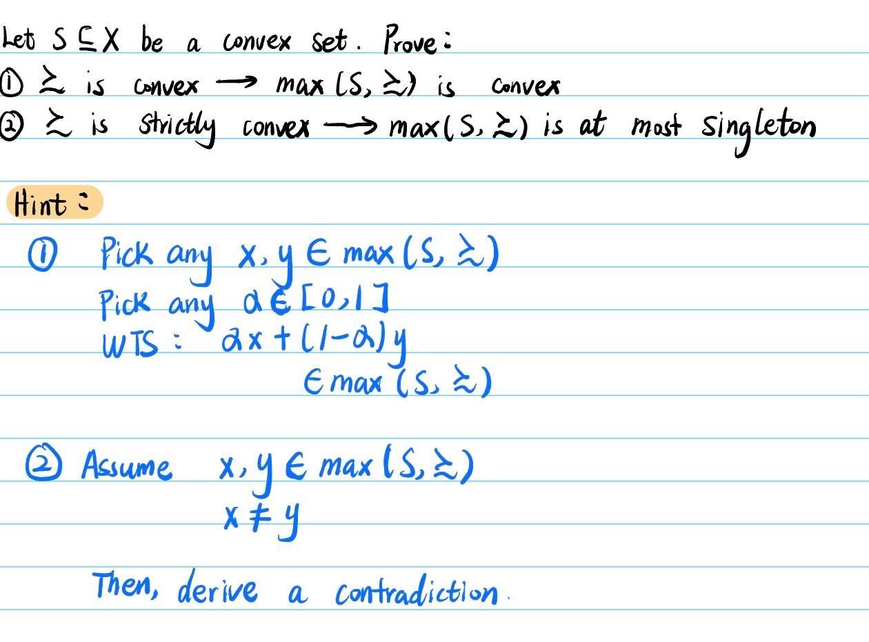Solved Let S⊆x Be A Convex Set Prove 1 ≥ Is Convex 
