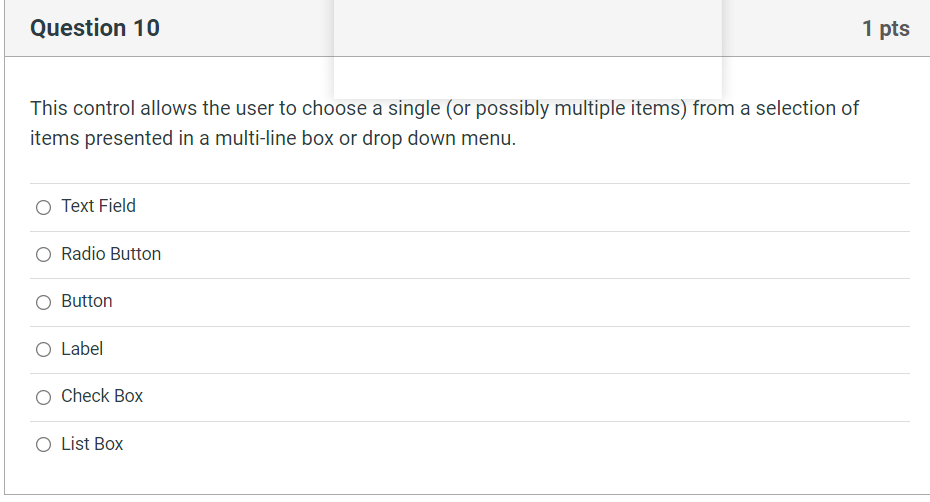 Solved Question 9 This Java control is the main control for | Chegg.com