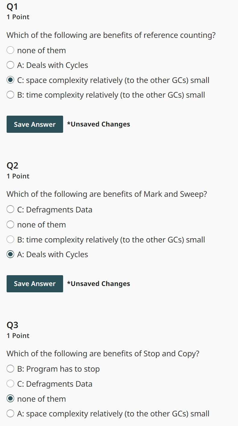 Solved Q1 1 Point Which of the following are benefits of | Chegg.com