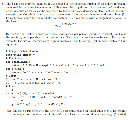 6. The basic reproduction number, Ro, is defined as | Chegg.com