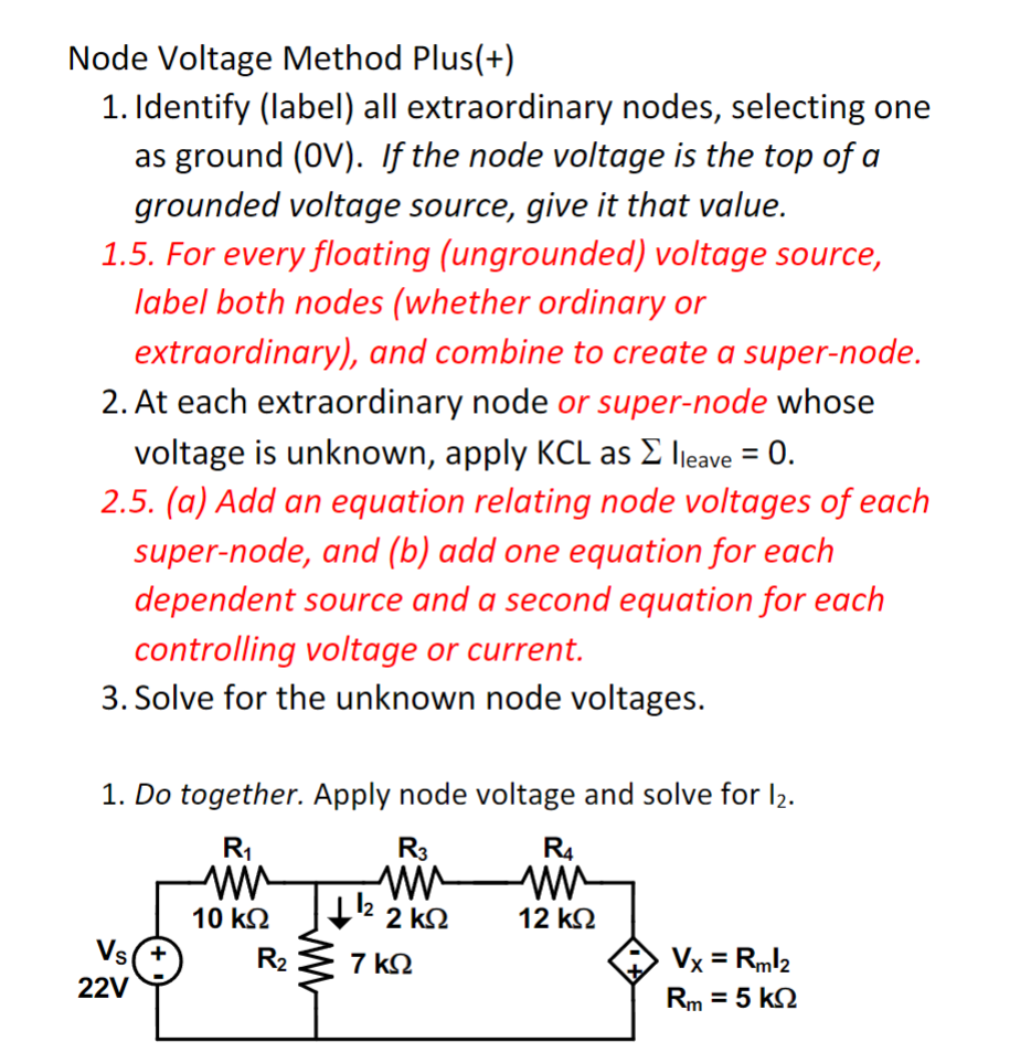 Solved Node Voltage Method Plus(+)Identify (label) ﻿all | Chegg.com