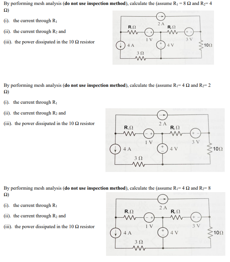 Solved By performing mesh analysis (do not use inspection | Chegg.com
