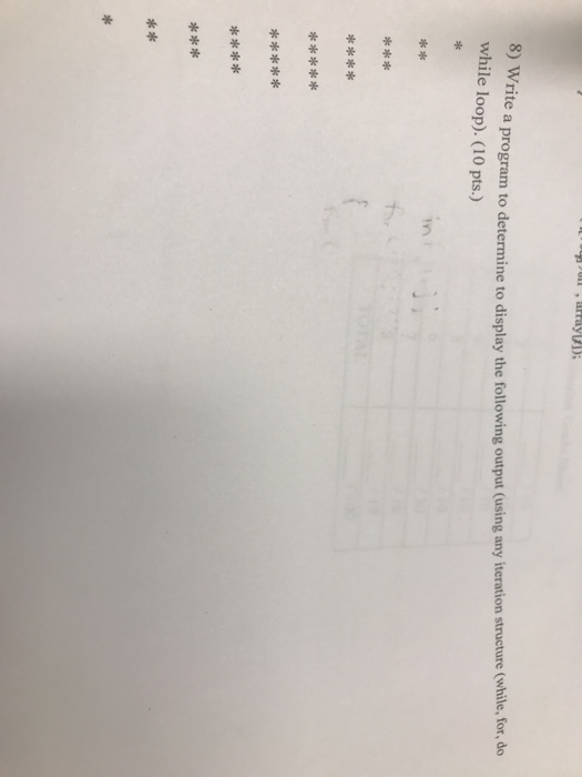 Solved 8) W a program to determine to display the following | Chegg.com