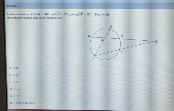 Solved Question.3 In the circle below, m2CAD 68, mCD-62, and | Chegg.com