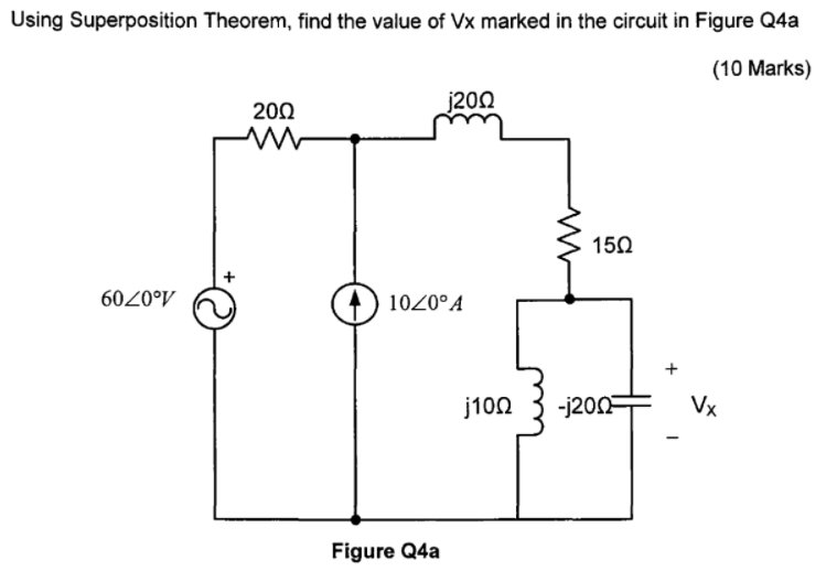 Solved Using Superposition Theorem, find the value of Vx | Chegg.com