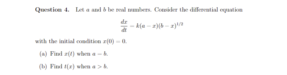 Solved Question 4. Let \\( a \\) and \\( b \\) be real | Chegg.com
