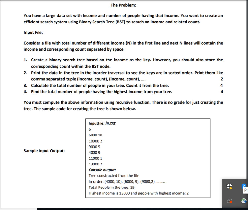 Solved The Problem: You have a large data set with income | Chegg.com