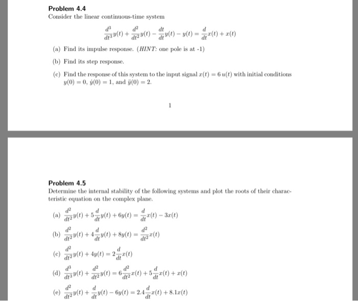 Solved Problem 4 4 Consider The Linear Continuous Time