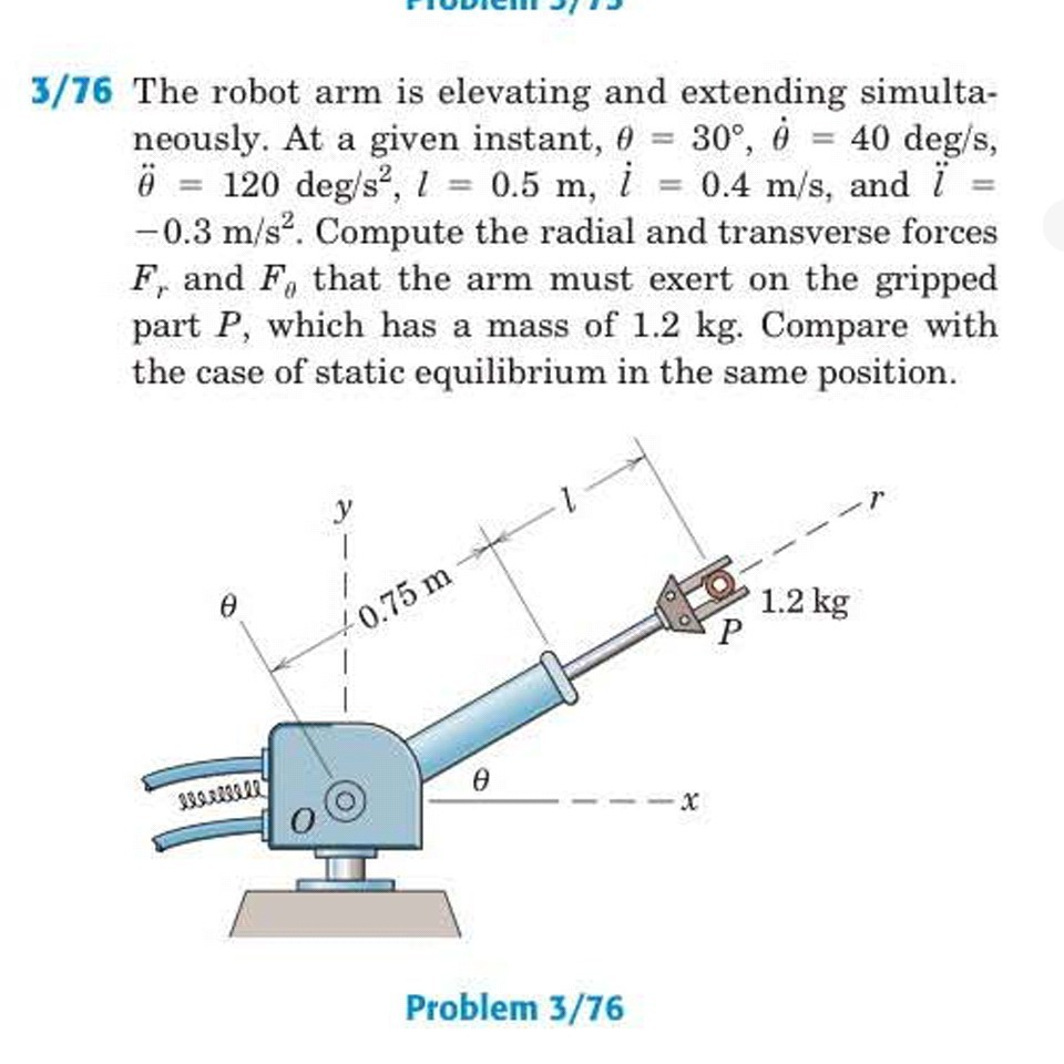 Solved 3/76 The robot arm is elevating and extending | Chegg.com