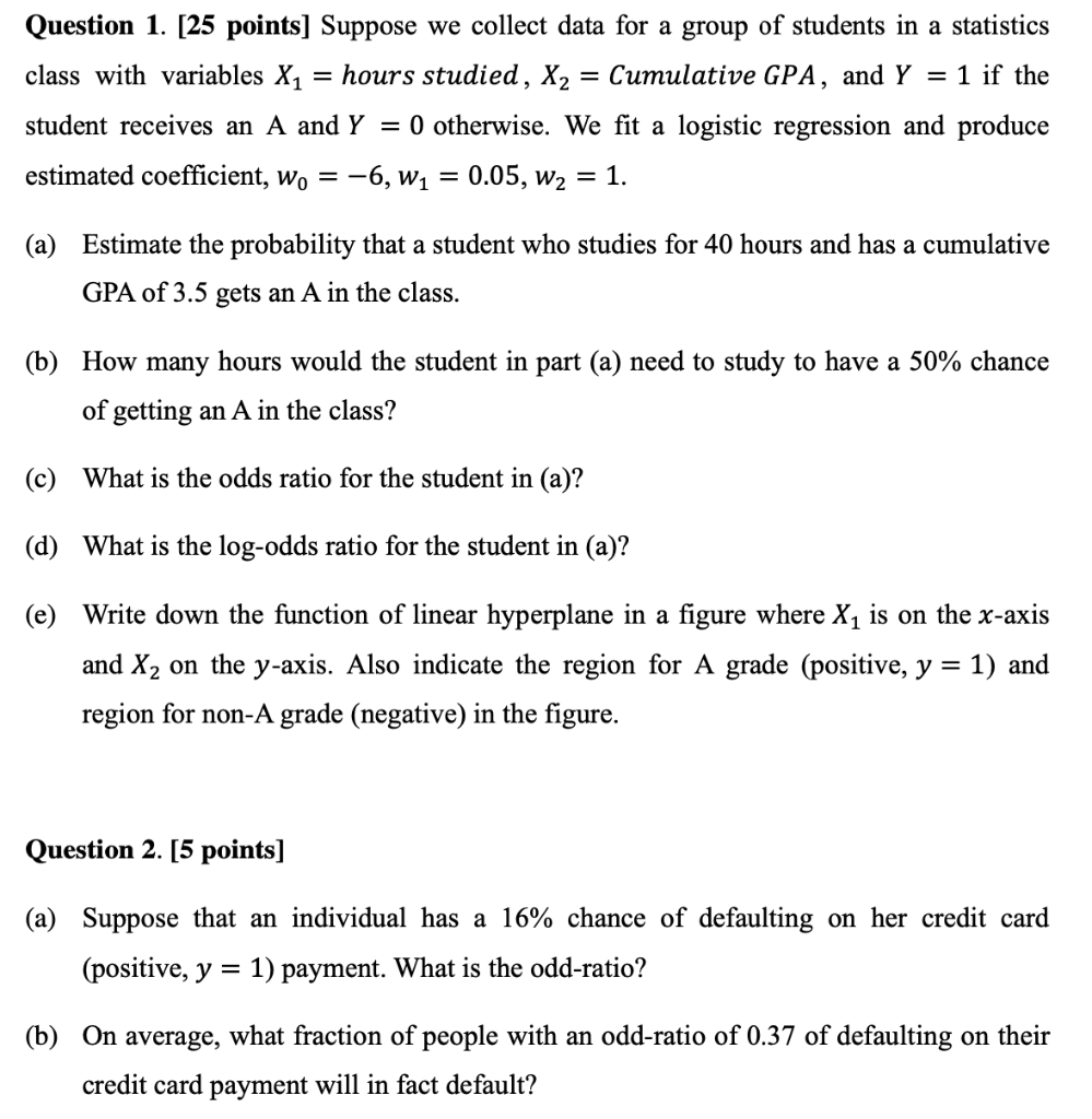 Solved Question 1. [25 points] Suppose we collect data for a | Chegg.com