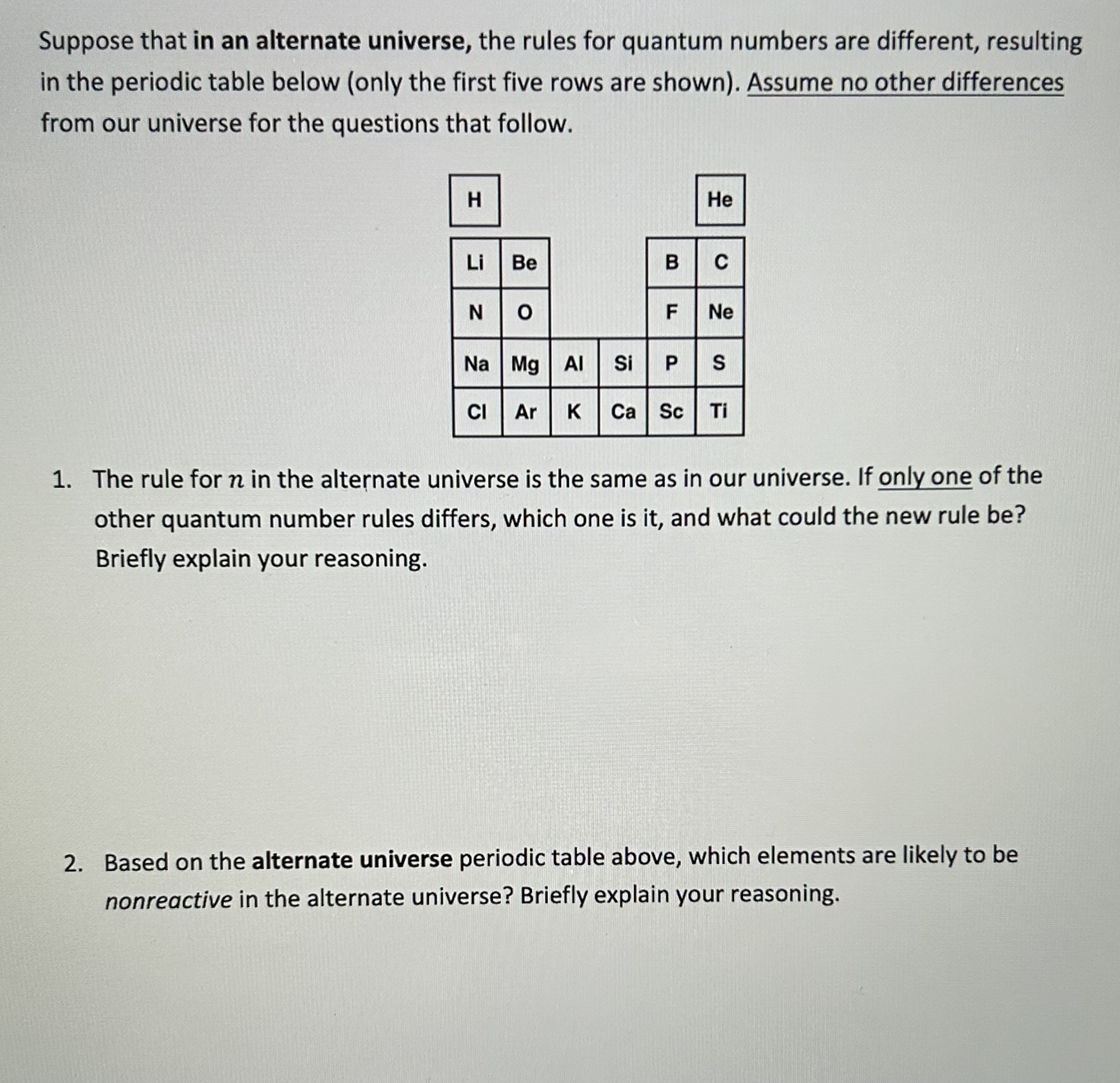Suppose that in an alternate universe, the rules for | Chegg.com