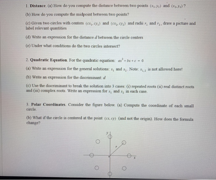 Solved 1. Distance. (a) How do you compute the distance | Chegg.com
