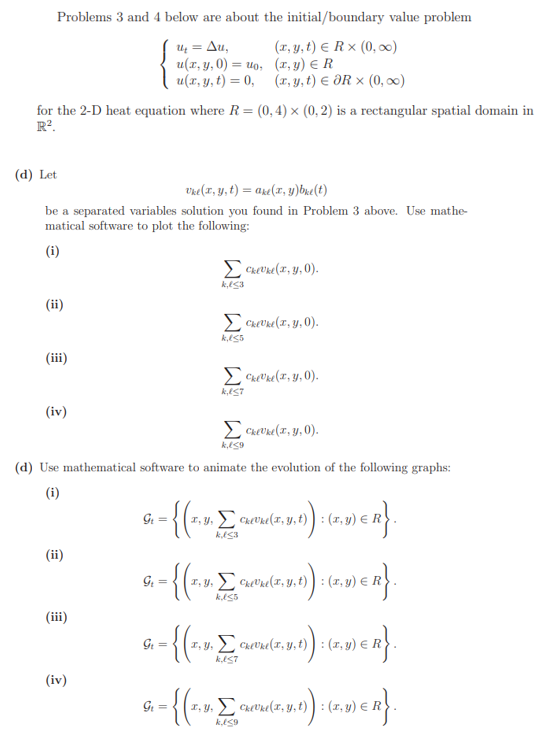 Solved Problems 3 and 4 below are about the initial/boundary | Chegg.com